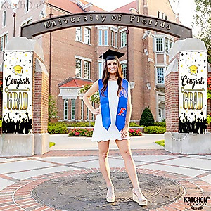 Congrats Grad Graduation Door Sign - 74x36 Inch | Congrats Grad Banner, Graduation Party Decorations 2023 | Graduation Door Banner 2023 | Graduation Decorations White and Gold | Graduation Door Cover