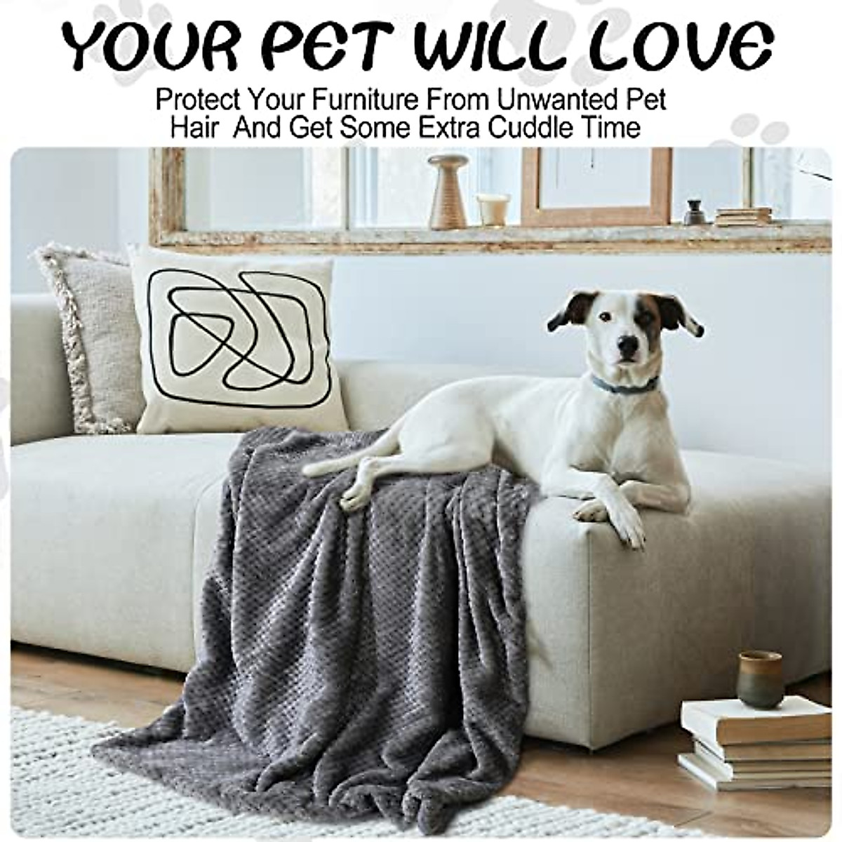 2 Pcs Pet Blanket Flannel Double Layer Dog Cat Blanket Soft Warm Fleece Blankets for Pets Puppy Kitten, Fluffy Cozy Cat Thick Throw Blanket for Couch Bed Sofa Travel Camping (Gray,32 x 40 Inch)