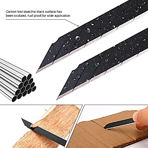 FOSHIO 100PCS 30 Degree Blades Carbon Steel Snap Off Blades 9mm for Box Cutters Utility Knife Universal Art Knife Replacement Black Blades