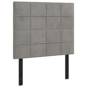 vidaXL Bed Frame, Box Spring Bed Single Platform Bed with Mattress, Bed Frame Mattress Foundation with Headboard for Bedroom, Light Gray Twin Velvet