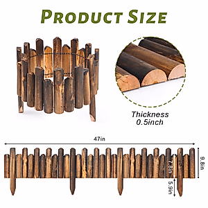 Gtouse Wooden Fence Edging, Garden Fencing Border, Wood Landscape Edging Border for Decorative Spring Garden Patio Pathway Courtyards Balconies Planting Fences