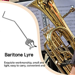 TUOREN 3/4 Vertical Keys Euphonium Marching Clamp-On Silver Metal Plating Marching Music Clip for Vertical Keys Euphonium, Baritone Horn 33cm