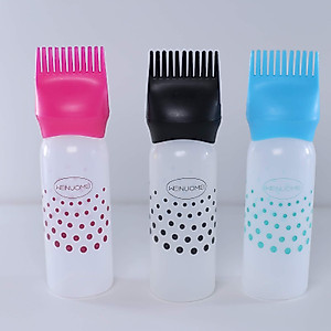 Poitemsic 3pcs 6oz Hair Color Oiling Bottles Root Comb Squeeze Applicator Bottles With Dots For Hair Dye Coloring & Oiling Care,Hair Bleach