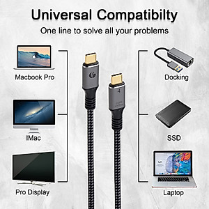 VCOM [6.6Ft] USB4 Cable 240W Compatible with Thunderbolt 3 Devices, USB4 Cable with 4K@60Hz Video USB-C for Thunderbolt 3, Dell, iPad Air 4, iPad Pro 2020, Pixel, Hub, Docking, and More