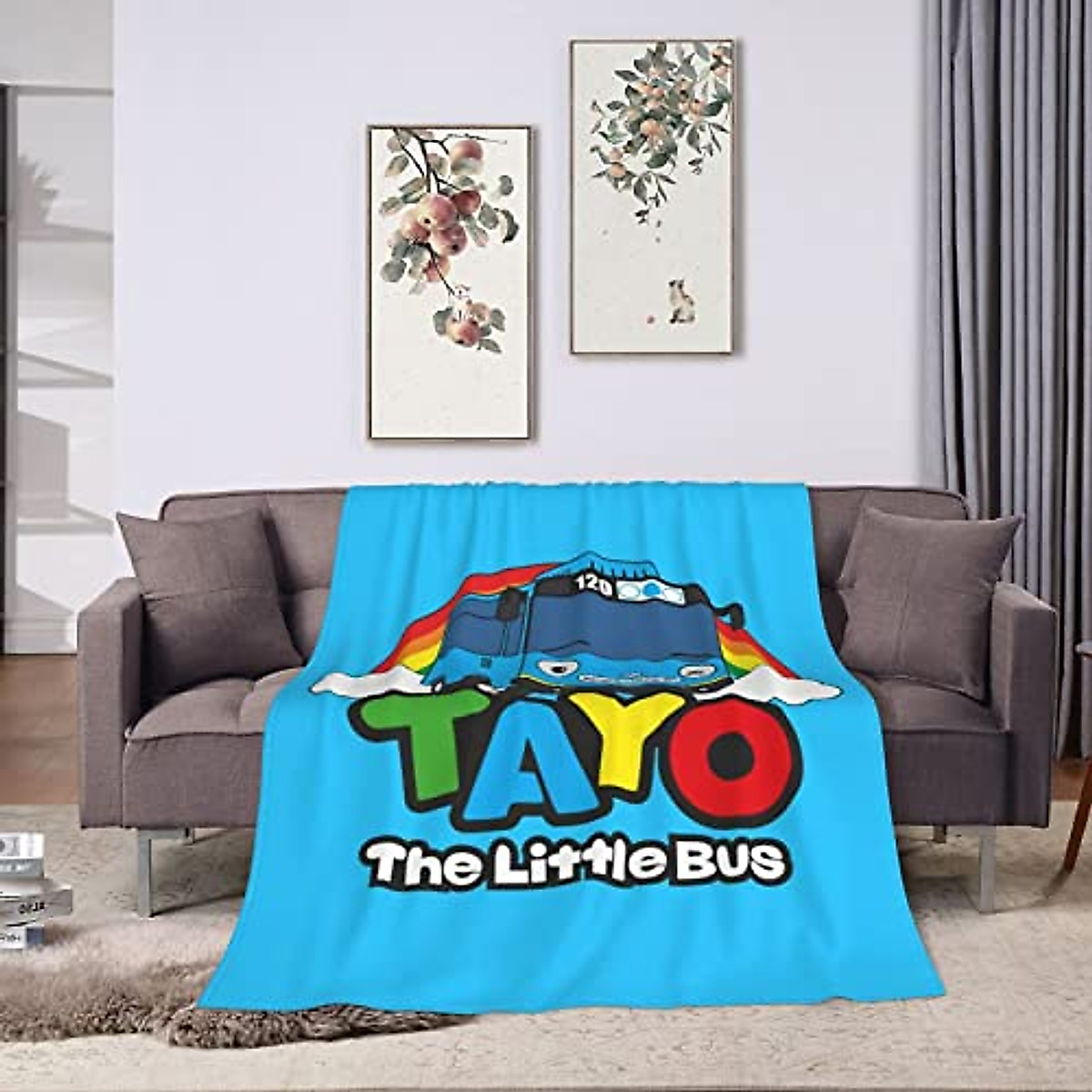 Tayo The Little Bus Blanket, Bed Throws Soft Plush Warm Sofa Bed Blanket All Season, Comfortable Lightweight Super Soft Luxury Flannel Blankets 50"X40"