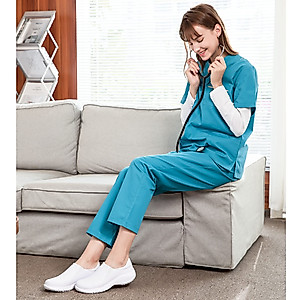 Hawkwell Women's Slip On Lightweight Comfort Slip Resistant Nursing Shoes,White Synthetic,6 M US