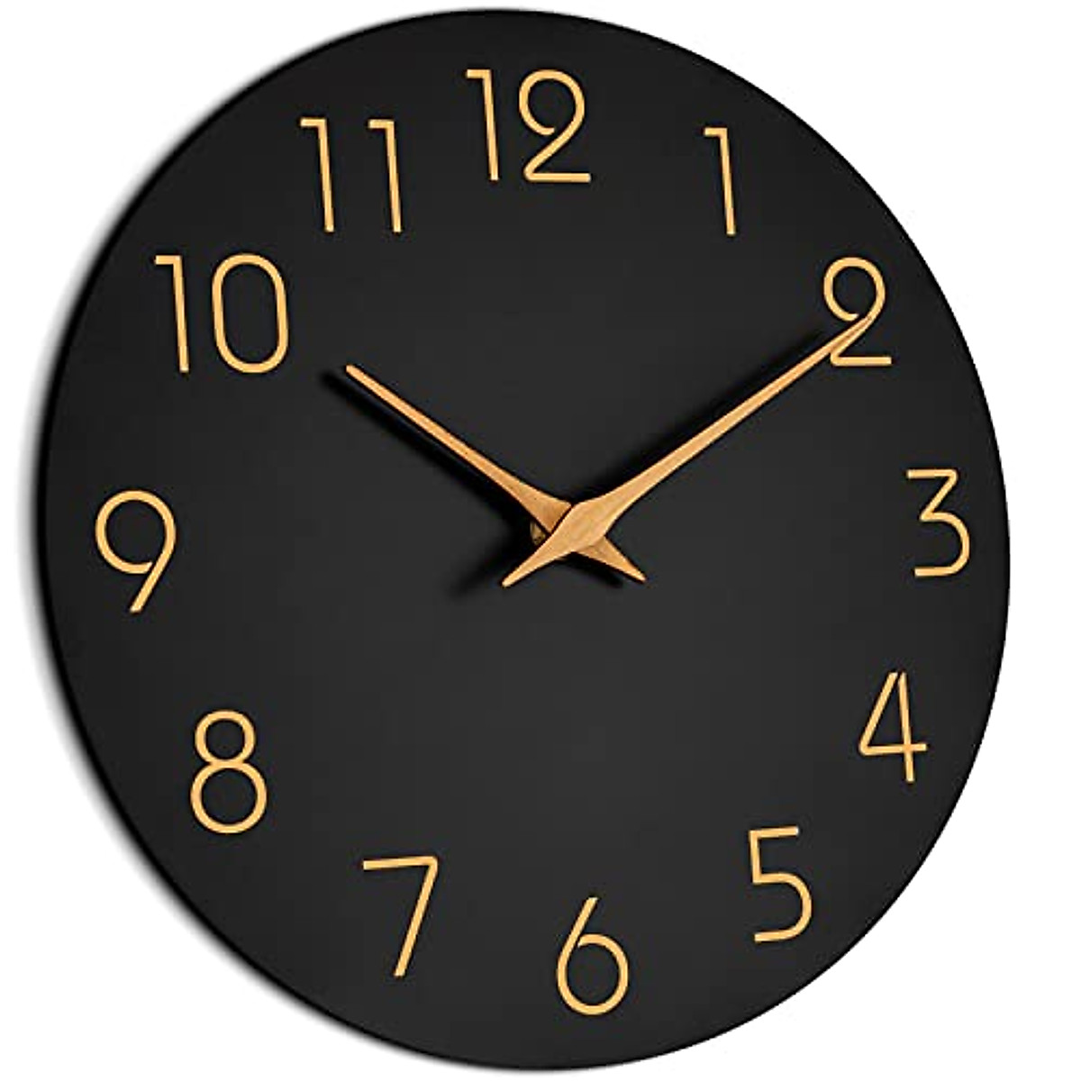 Mosewa 12 Inch Black Wall Clock Battery Operated Silent Non-Ticking - Modern Simple Minimalist Clock Decorative for Kitchen,Bedroom,Home Office,Bathroom,Living Room