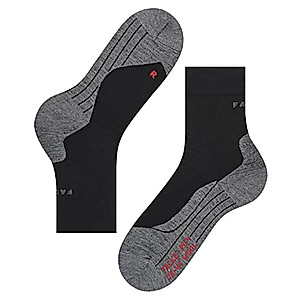 FALKE Men's RU4 Endurance Wool Running Socks, Mid Calf, Medium Cushion, Athletic, Breathable Quick Dry, Merino Wool, Black (Black-Mix 3010), 9-10, 1 Pair