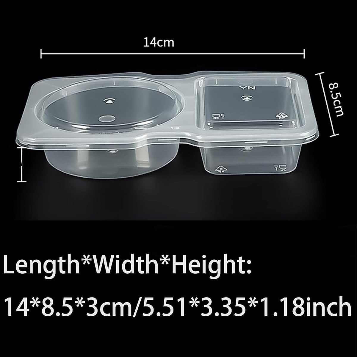 5PCS Double Compartment Condiment Containers with Lids, Portable Reusable Sauce Container,2 Compartment Snack Containers for Condiments or Dips, 2024 New Disposable 2 Compartment Snack Containers