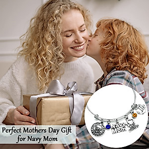 Navy Mom Gifts Bracelet Proud Navy Mom Charm Bracelets for Women I Love My Sailor Charm Bangle Christmas Birthday Mother's Day Jewelry Gifts US Pride Navy Mom Gift