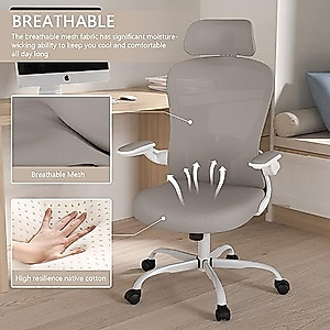 Office Chair, High Back Ergonomic Desk Chair, Breathable Mesh Desk Chair with Adjustable Lumbar Support and Headrest, Swivel Task Chair with flip-up Armrests, Executive Chair for Home Office