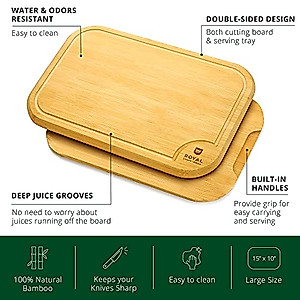 Bamboo Serving Boards, Wood Chopping Boards with Juice Groove, Wooden Serving Board for Vegetables