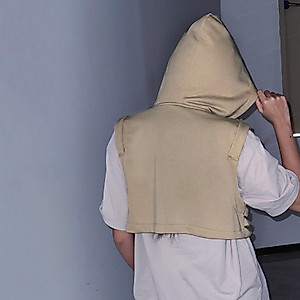 Mieeyali Women Y2K Skeleton Hoodies Vest Sleeveless Ghost Skull Pullover Sweatshirt Shirts Halloween Clothes Streetwear (Skeleton Hoodies Vest Brown, L)