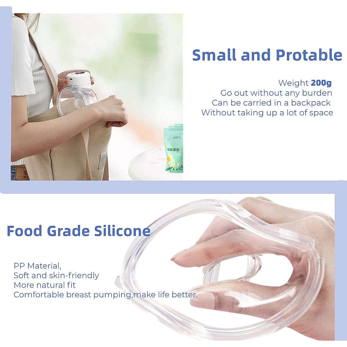 Bemawe Wearable Breast Pump, Electric Breast Pump Hands Free Wireless Breast Pump Portable Breastfeeding Pump Low Noise Painless Breast Milk Pump, LCD Display, 2 Modes & 9 Levels, S12, 24mm Flange