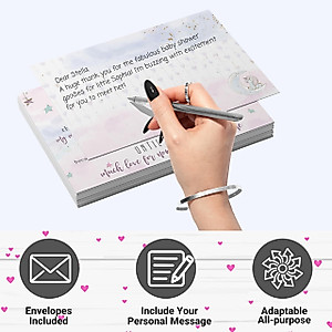 Paper Clever Party Unicorn Baby Shower Thank You Cards with Envelopes - 25 Pack - 4x6 Blank Notes with Whimsical Star and Moon Design - Thanking for Gifts from Baby Girl