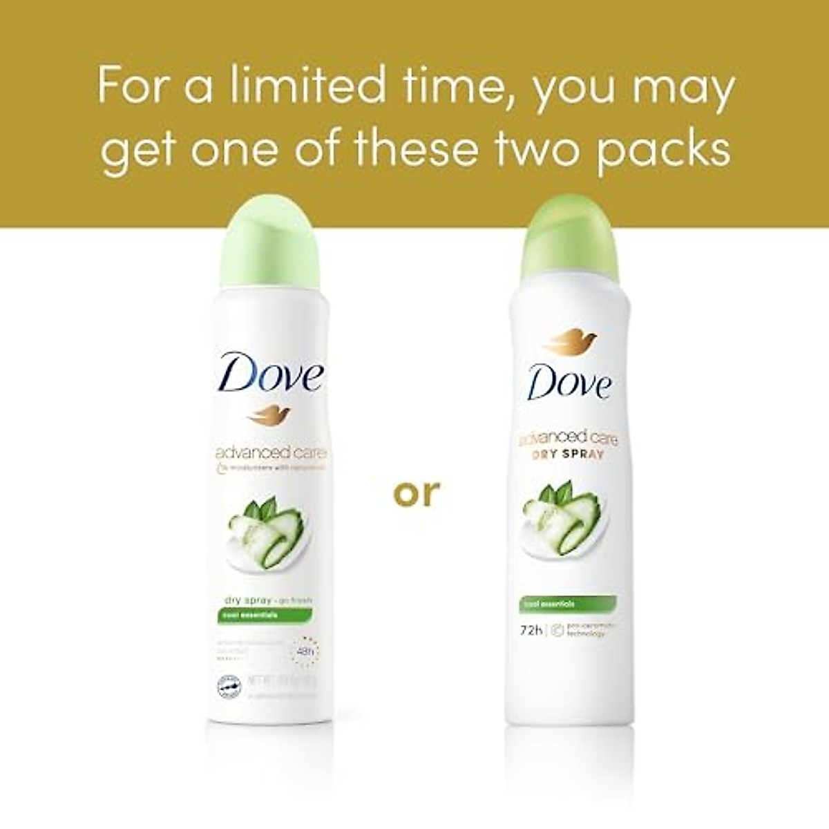 Dove Advanced Care Antiperspirant Deodorant Dry Spray Cool Essentials 3 Count Antiperspirant deodorant for helping your skin barrier repair after shaving With Pro Ceramide Technology 3.8 oz