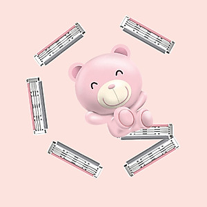 Domon Dolly Razors for Women, Premium Womens Razor for Shaving 6 Refills 3 Blades, Razor Blades with Vitamin E and Aloe Vera Lubricating Strip, Choco Teddy