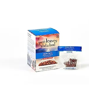 Two Leaves and a Bud Alpine Berry Herbal Tea Bags, Naturally Caffeine Free, Whole Leaf Herbal Tea with Hibiscus in Compostable Sachets, Hot or Iced, 15 Count (Pack of 1)
