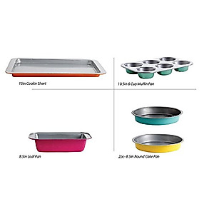 Gibson Home ColorSplash Lyneham 5 Piece Carbon Steel Bakeware Set, Gray