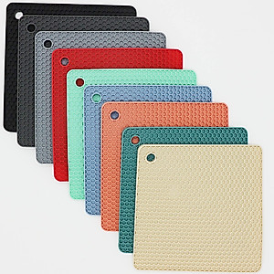 Smithcraft Silicone Trivets for Hot Dishes, Pots and Pans, Hot Pads for Kitchen, Teal Silicone Pot Holders, Silicone Mats for Kitchen Quartz Counter Heat Resistant Mat, Flexible Table Trivet Mat Set 4