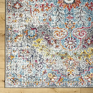 Livabliss Odelia Vintage Bohemian Area Rug, 7'10" x 10'3", Aqua