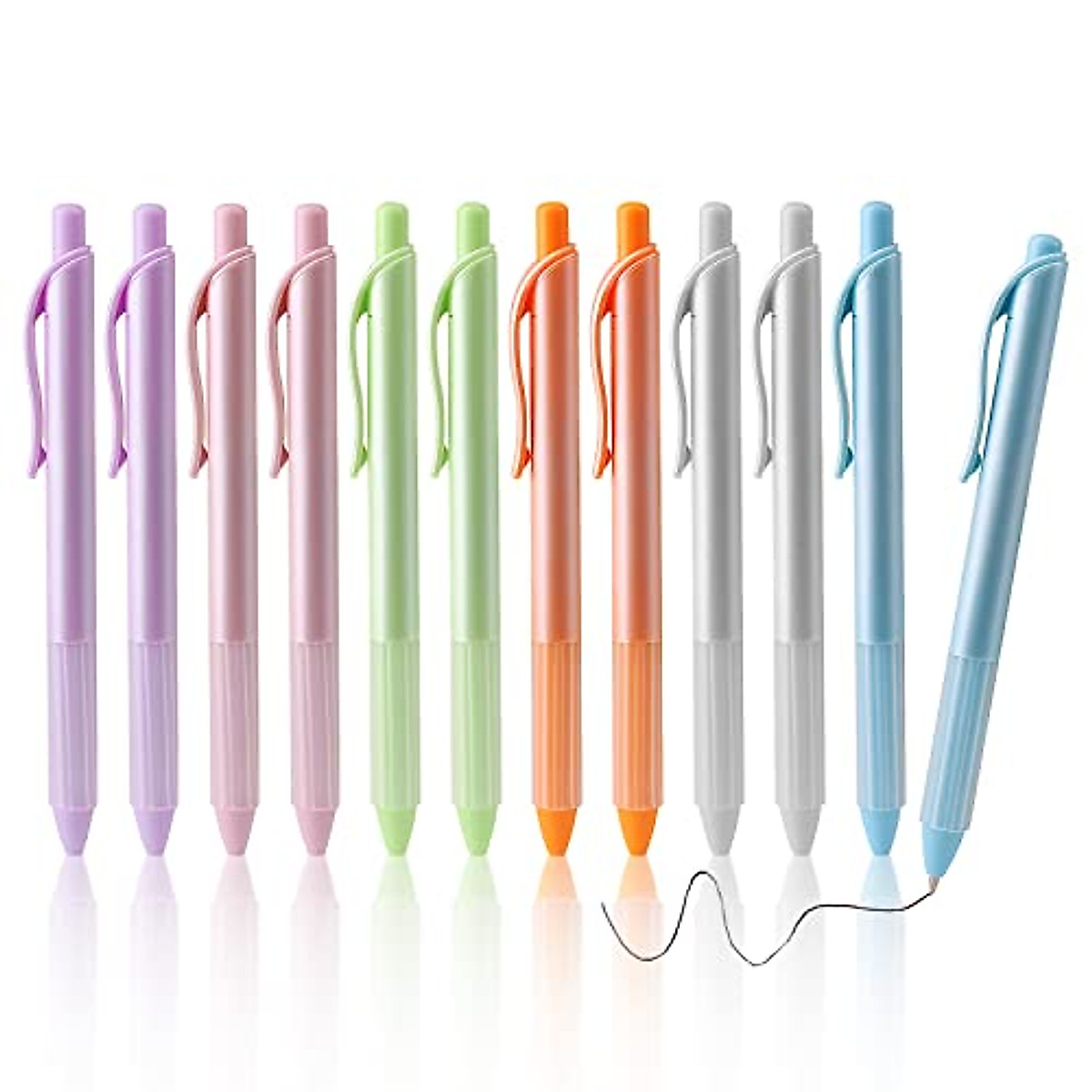 WY WENYUAN 12Pcs Cute Pens, Fine Point Smooth Writing Pens, Pastel Ballpoint Pens Bulk, Colorful Best Gift Pens, Black Ink 1.0 mm Journaling Pen, Pens Office Supplies for Women & Men, Note Taking