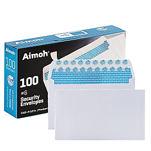 #6 3/4 Security Tinted Self-Seal Envelopes - No Window, Size 3-5/8 X 6-1/2 Inches - White - 24 LB - 100 Count (34600)