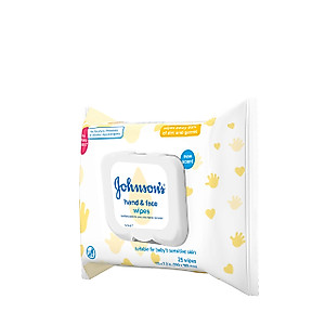 Johnson's Hand & Face Baby Sanitizing Cleansing Wipes for Travel and On-the-Go, No More Tears Formula, Paraben and Alcohol Free, 25 ct (Pack of 4)