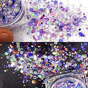 12 Colors Night Glow Chunky Glitters Flakes Luminous Neon Powder Glitter Sequins for Acrylic Nails/Crafts/Resin/Makeup/Festival/Slime