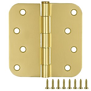 Door Hinges for Interior Doors 3-Pack 4-inch x 4-inch, Design House 5/8-inch Radius Steel Door Hinge Door Hardware, Satin Brass, 181578