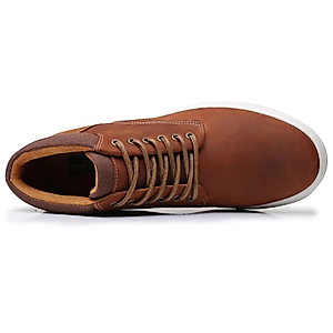 Arkbird Casual Sneaker Shoes, Lace-up Leather Chukka Boots for Men, Tan 9.5