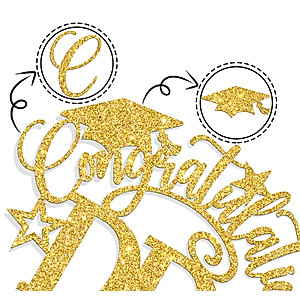 Congratulations DR Cake Topper, Congrats Grad/Doctoral Degree Cake Decor, Class of 2024 Graduation Party Decorations Supplies, Gold Glitter