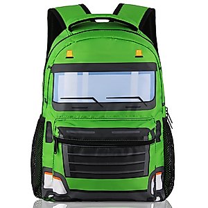 Garbage Truck Backpack for Boys Girls, Elementary Middle High School Bookbags for Teen Kids Students, Large Travel Laptop Backpack Durable Lightweight School Bags, Green
