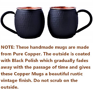 Staglife Black Matte Moscow Mule Copper Mugs, 16 Oz [Set of 2] Black Moscow Mule Copper Mugs, 16 Oz [Set of 2]