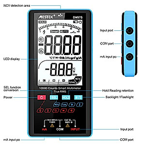 Digital Multimeter Tester MESTEK Smart Voltmeter NCV Testing Auto Range Voltage Tester Measures AC DC Current Volt Ohm Amp Temperature for Electrical Testing & Automotive