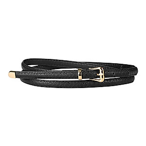 Allegra K Womens Skinny Embossed Leather Belts Alloy Pin Buckle Belt for Jeans Dresses Pants 104cm/41'' Black