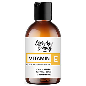 Pure Vitamin E Oil - D-Alpha Tocopherol 100% Pure & All Natural 2oz 42,500 IU per oz - Thick, Amber Color, Nutty Aroma - From Wheat Germ -Face Body Hair -DIY Cosmetics & After Surgery Scars
