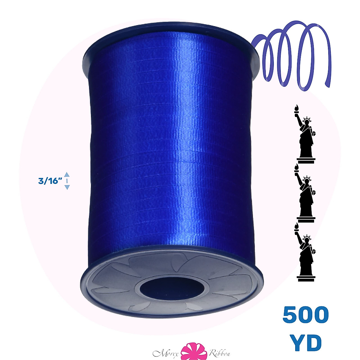 Morex Poly Crimped Curling Ribbon, 3/16-Inch by 500-Yard, Royal Blue (253/5-614)
