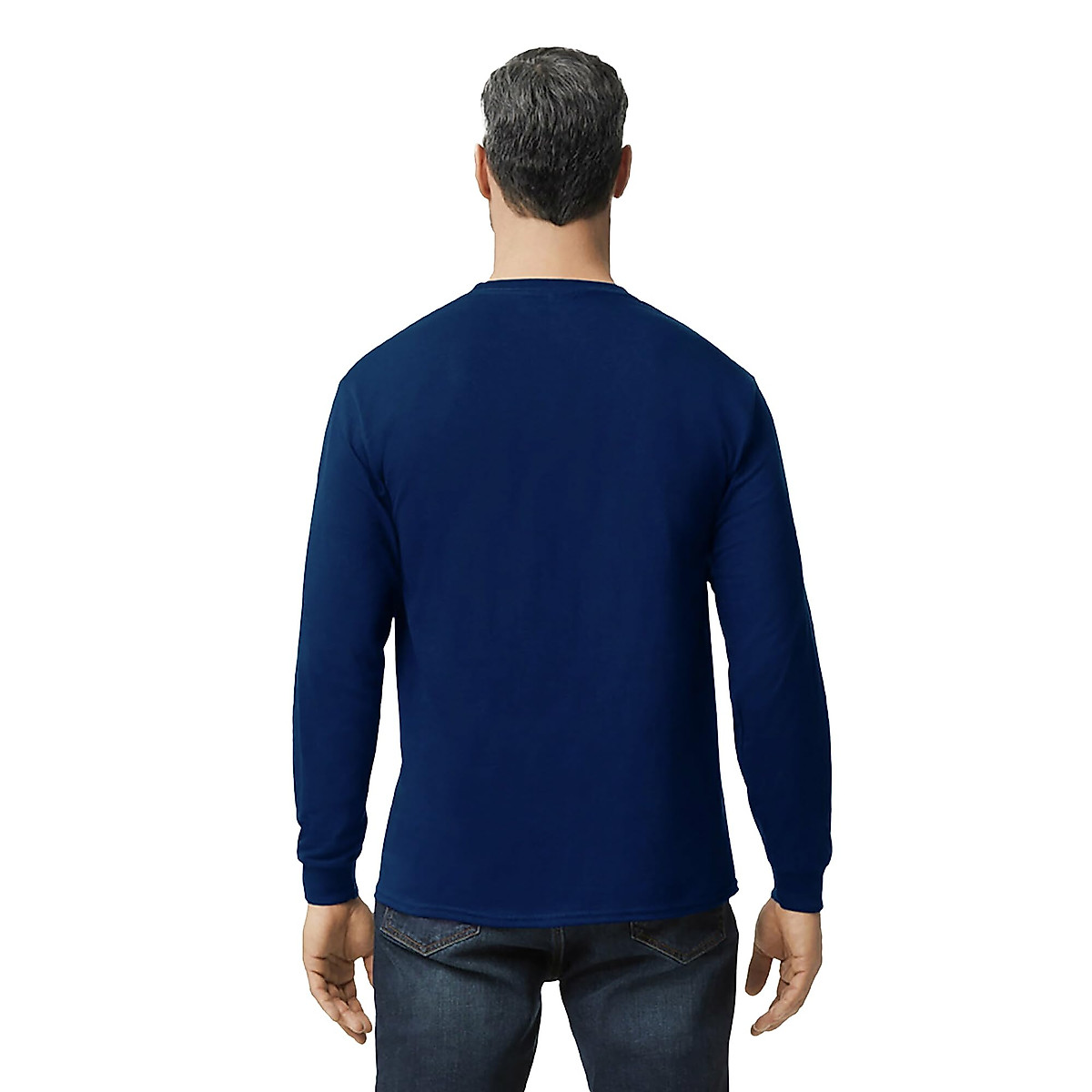 Gildan Men's Heavy Cotton Long Sleeve T-Shirt, Style G5400, 2-Pack, Navy, X-Large