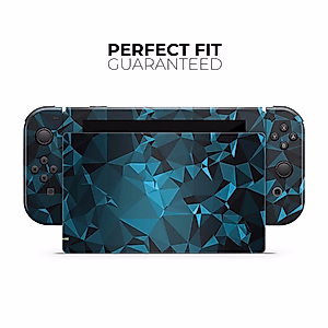 Design Skinz - Compatible with Nintendo Switch OLED Console Bundle Skin Decal Protective Scratch-Resistant Removable Vinyl Wrap Cover Turquoise and Black Geometric Triangles + Dock Joy‑Con