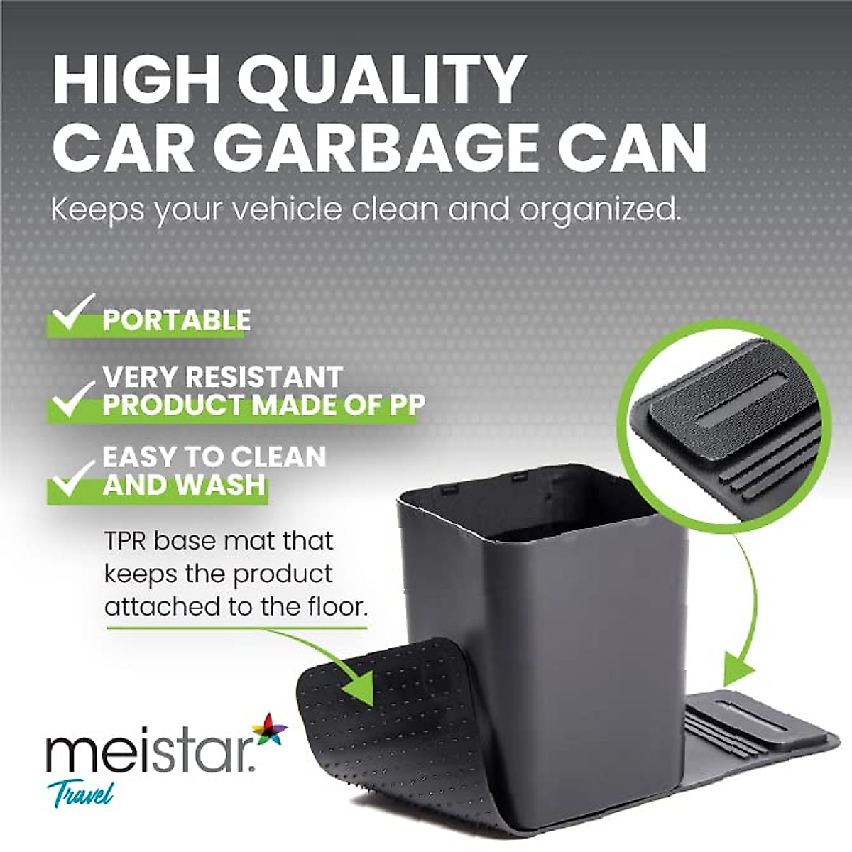 meistar Car Trash Can Bin with Bags for Back Seat. Leak Proof Car Organizer. Auto Garbage Basket for Vehicles, SUV and Trucks