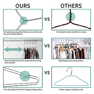 Hangers 10 Pack clothes hanger Strong Heavy Duty Stainless Steel Metal Ultra Thin Space Saving Wire Hangers 16.5in by WYCQKL
