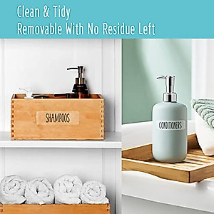 Hebayy 126 PCS Clear Bathroom Organization Labels, Set of Shampoo Soap Tools for Bathroom and Beauty Makeup Storage, Water Tear Resistant