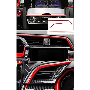 BOYUER 15PCS Civic Interior Full Accessories Center Console Gear Box Cover Trim Steering Wheel Trims Decoration Stickers for 10th Gen Honda Civic 2021 2020 2019 2018 2017 2016(RED)