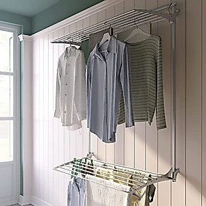 foxydry Wall Plus, Wall Mounted Drying Rack, Wall Clothesline, Laundry Drying Rack Foldable and Suspended Clothesline in Aluminium and Steel 152x52x137cm / 59.84x20.48x54 in (150 cm)