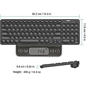 Arteck 2.4G Wireless Keyboard Ultra Slim Full Size Keyboard with Numeric Keypad and Media Hotkey for Computer/Desktop/PC/Laptop/Surface/Smart TV and Windows 10/8/ 7 Built-in Rechargeable Battery