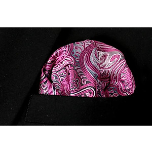 Alizeal Paisley Men's Tie and Pocket Square Sets (59" Length x 3.5" Width, Rose Pink)