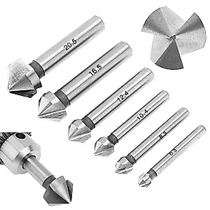 ChgImposs 6Pcs Countersink Drill Bit, 3 Edge 90 Degrees Chamfer End Mill Cutter Chamfering HSS Countersink Drill Bit