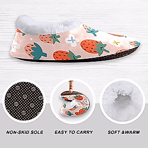 Ceiurey Cute Pink Strawberry Kids Boys Girls Slippers Soft Memory Foam Indoor Toddler House Slipper Non Slip Spa Travel Household Shoes for Winter Home Bedroom