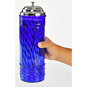 HOME-X Cobalt Blue Glass Straw Dispenser, Straw Holder, Vintage Home Kitchen Accessories, Pop Up Stra Lid Dispenser, Depression Style